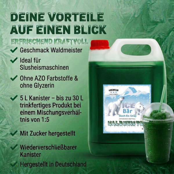 Ice Bär Slush Sirup Waldmeister Geschmack 5L 1:5 AZO & glyzerinfrei